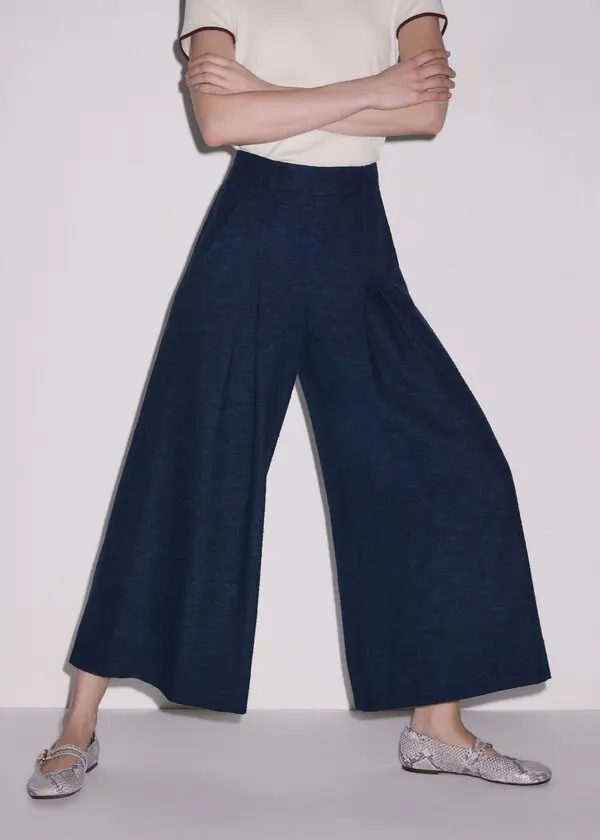 ME+EM Textured Pleat Front Superwide Culottes