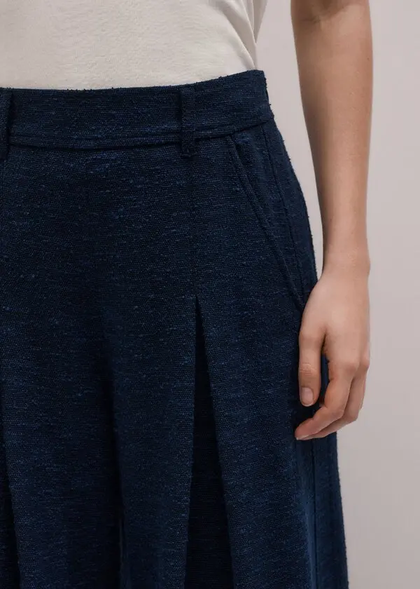 ME+EM Textured Pleat Front Superwide Culottes