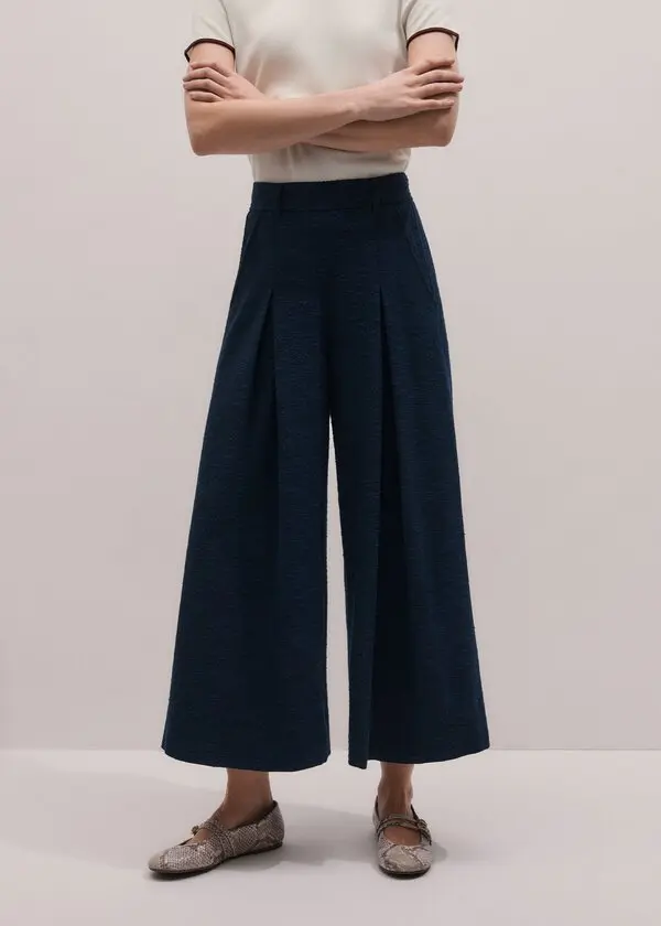 ME+EM Textured Pleat Front Superwide Culottes