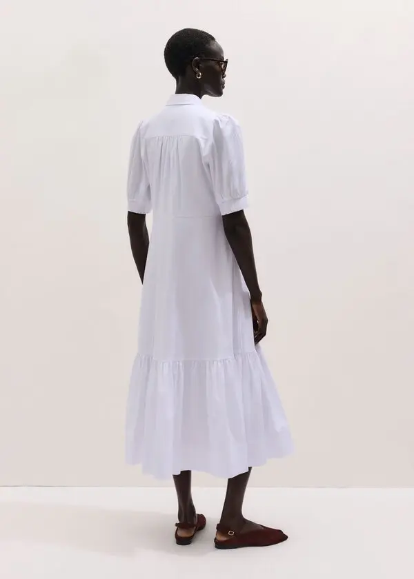 ME+EM Seersucker Midi Shirt Dress With Belt