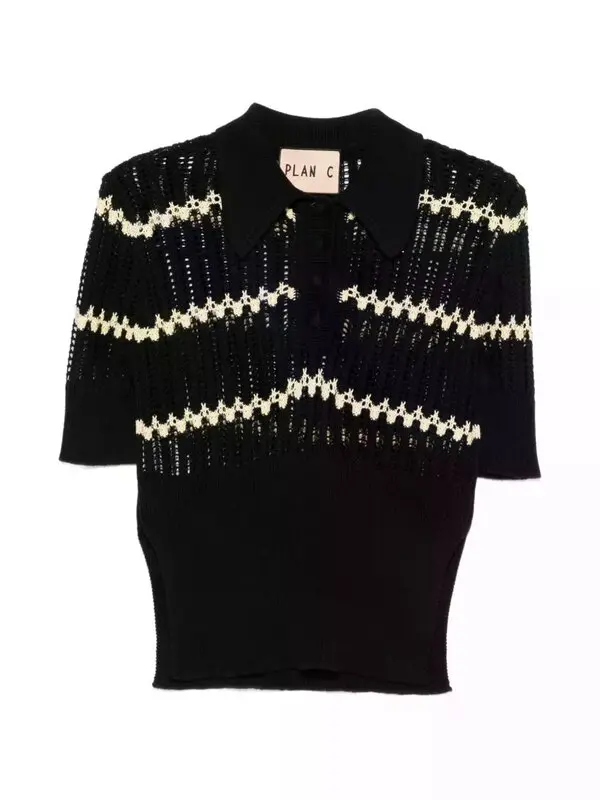 Plan C Zigzag Knit Polo Shirt