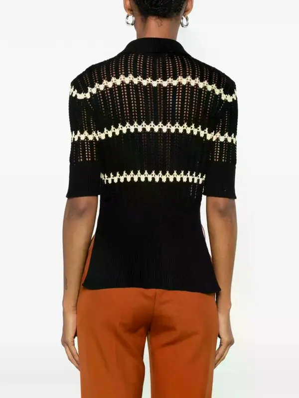 Plan C Zigzag Knit Polo Shirt