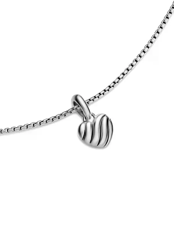 David Yurman Petite Puffy Cable Heart Pendant Necklace In Sterling