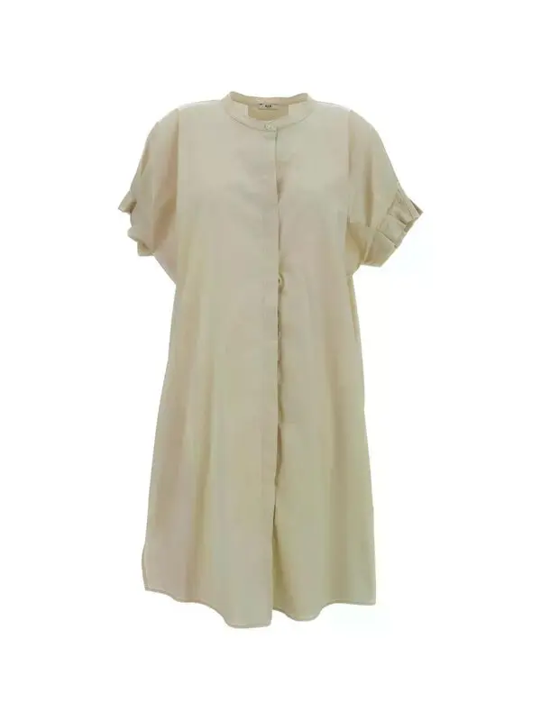 M.S.M. Pleated Sleeve Midi Dress - Neutrals