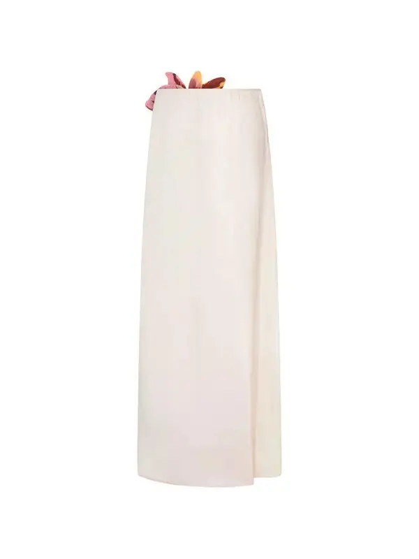 Farm Rio Off-white Floral Appliqué One-shoulder Dress
