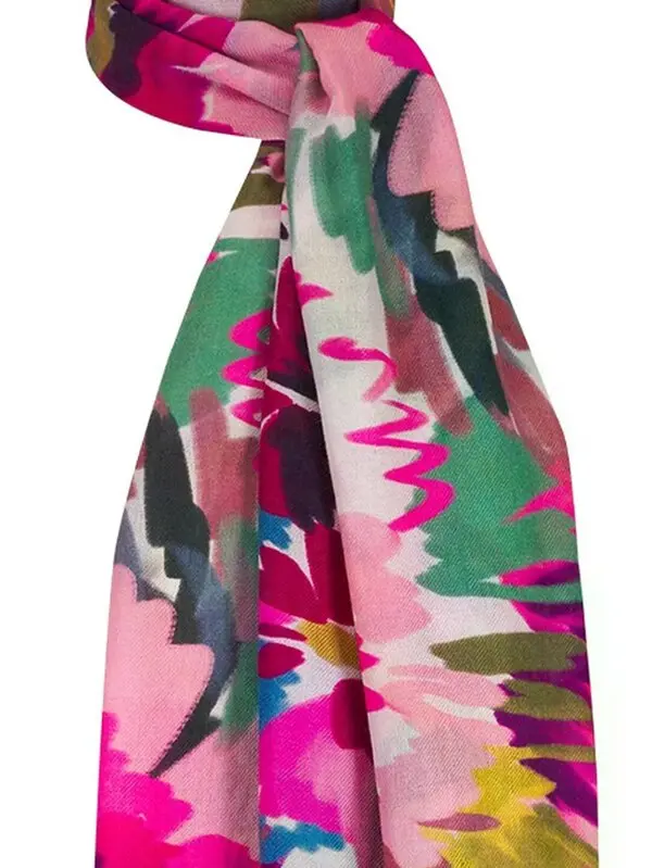 Kinross Cashmere Floral-print Fringed Scarf