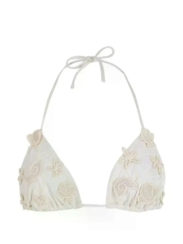 Agua Bendita Lolita Embroidered Halterneck Bikini - White
