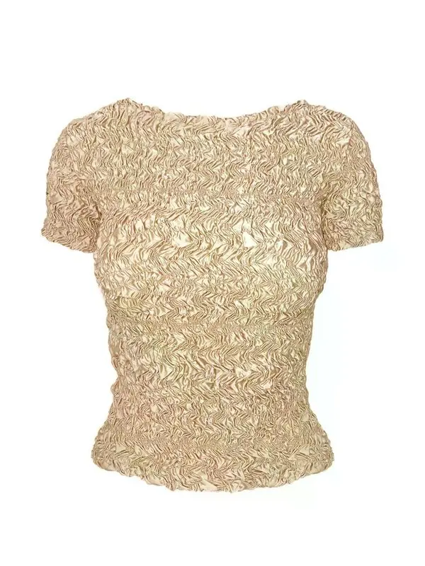 CONTESSA MILLS Blair Smocked Short-sleeve T-shirt - Neutrals