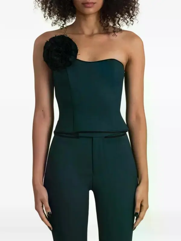 CONTESSA MILLS Helix Floral-appliqué Top - Black