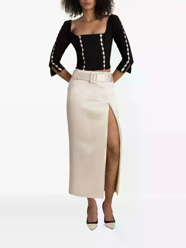 CONTESSA MILLS Leo Diamond-patterned Square-neck Top
