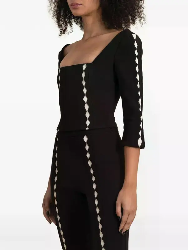 CONTESSA MILLS Leo Diamond-patterned Square-neck Top