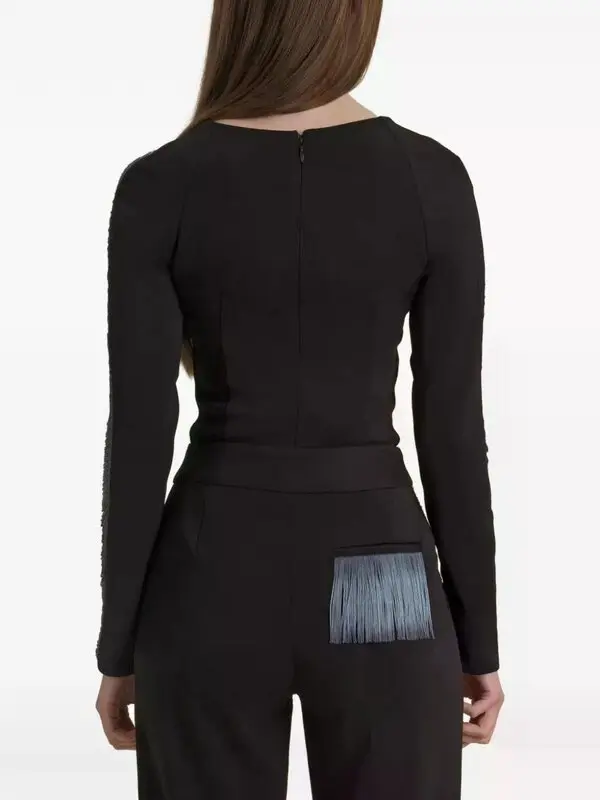 CONTESSA MILLS Medusa Fringed-sleeve Top