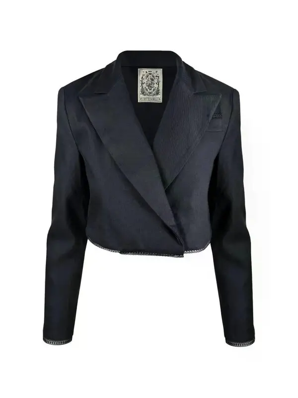 CONTESSA MILLS Morgaine Lace-trim Cropped Blazer