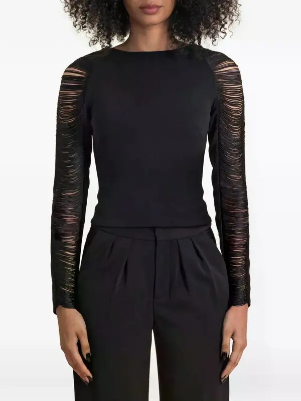 CONTESSA MILLS Medusa Fringe Detail Top - Black
