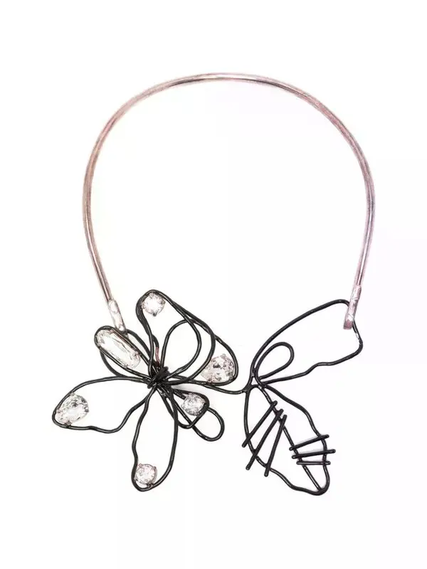 MAISON MARGIELA Crystal-embellished Wire-work Necklace - Silver