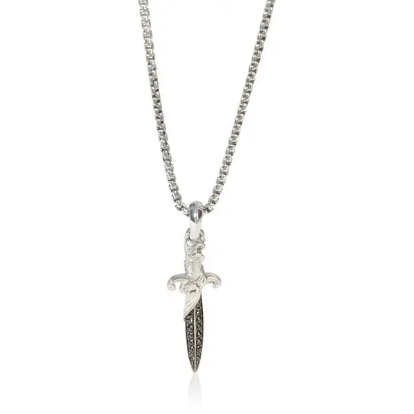 David Yurman Sterling Silver Diamond Dagger Pendant Necklace - Sterling_silver