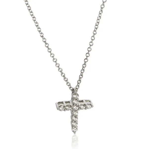 Tiffany & Co. Diamond Mini Cross Pendant - Platinum