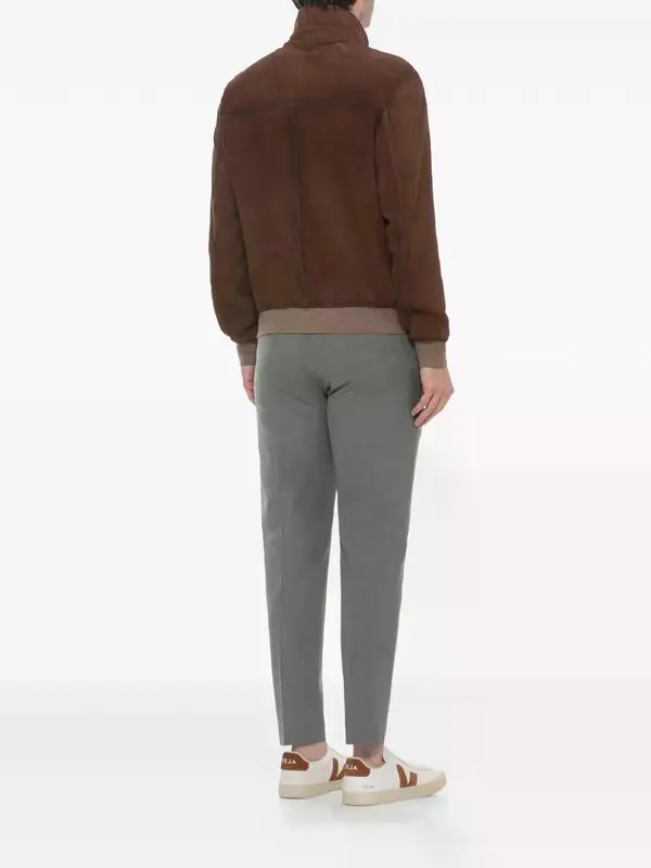 THE JACK LEATHERS Perforated Suede Jacket - Brown