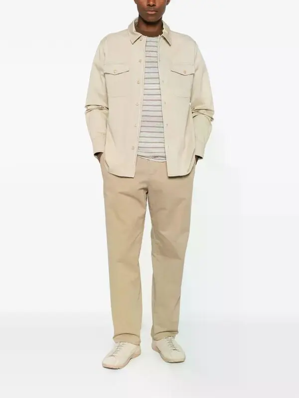 WHITE SAND Pleated Cotton Trousers