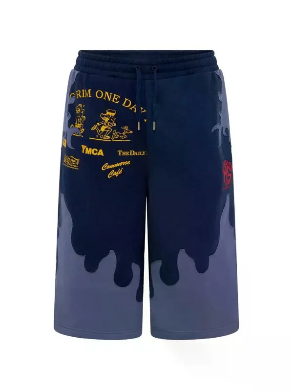 MARINE SERRE Patchwork Jersey Shorts - Blue