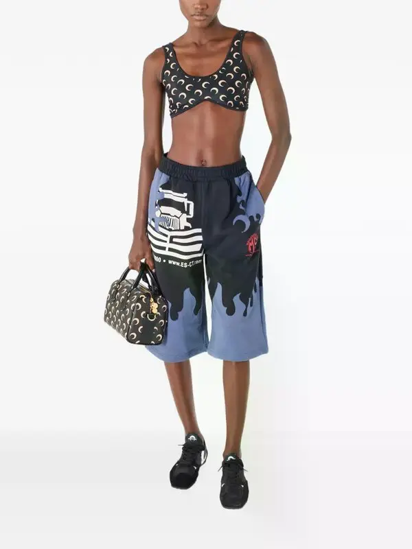 MARINE SERRE Patchwork Jersey Shorts - Blue