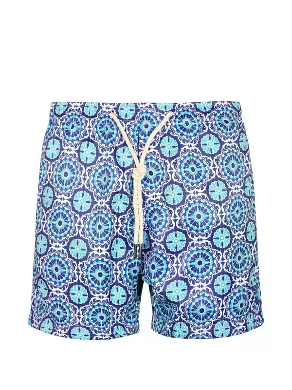 PENFIELD Taormina Geometric-print Swim Shorts - Blue