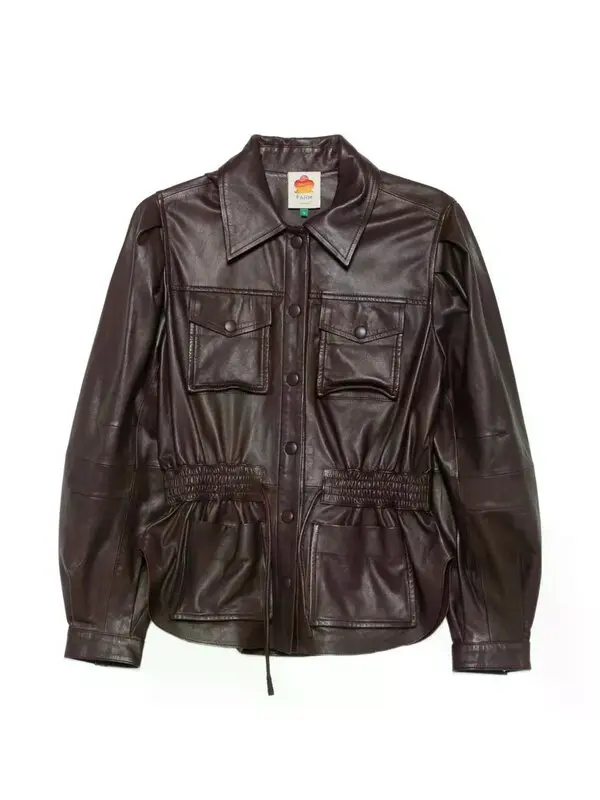 Farm Rio Drawstring Waist Leather Jacket - Brown