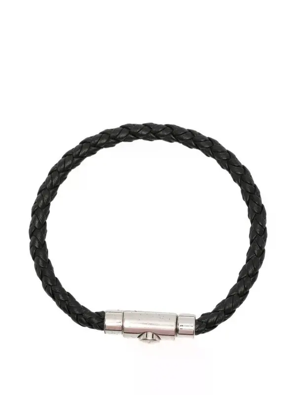 FERRAGAMO Braided Leather Bracelet - Silver