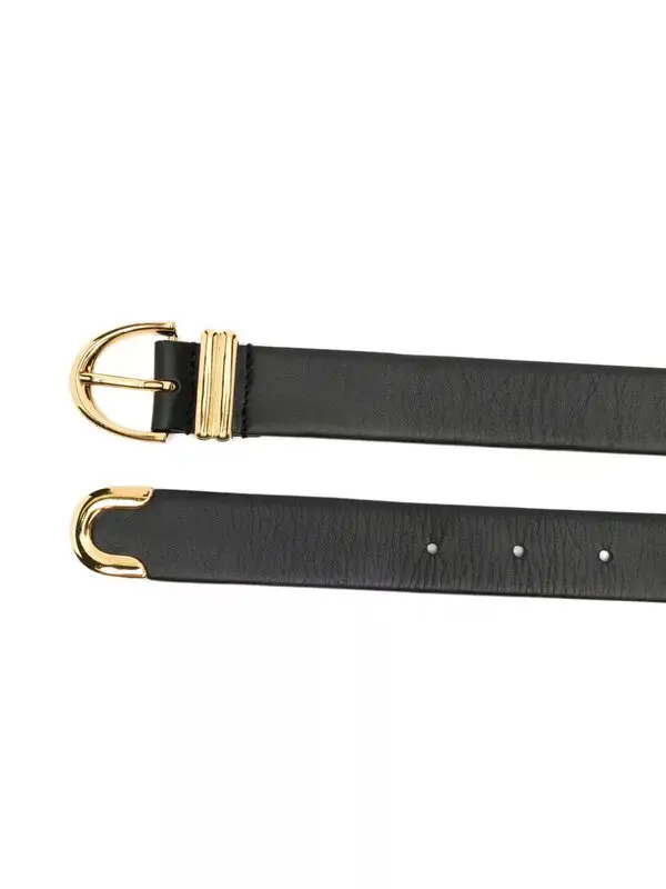 Khaite Leather Belt With Gold-tone Hardware - Black