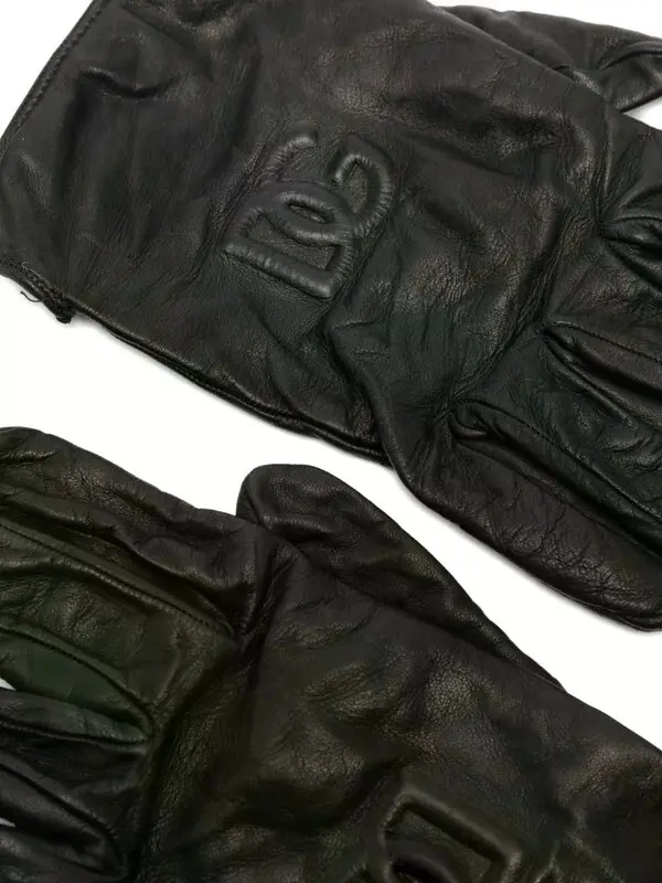 Dolce & Gabbana Logo-embossed Leather Gloves
