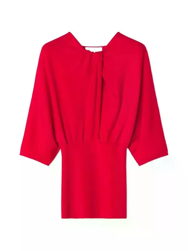 LANVIN Draped Three-quarter Sleeve Sweater - Red