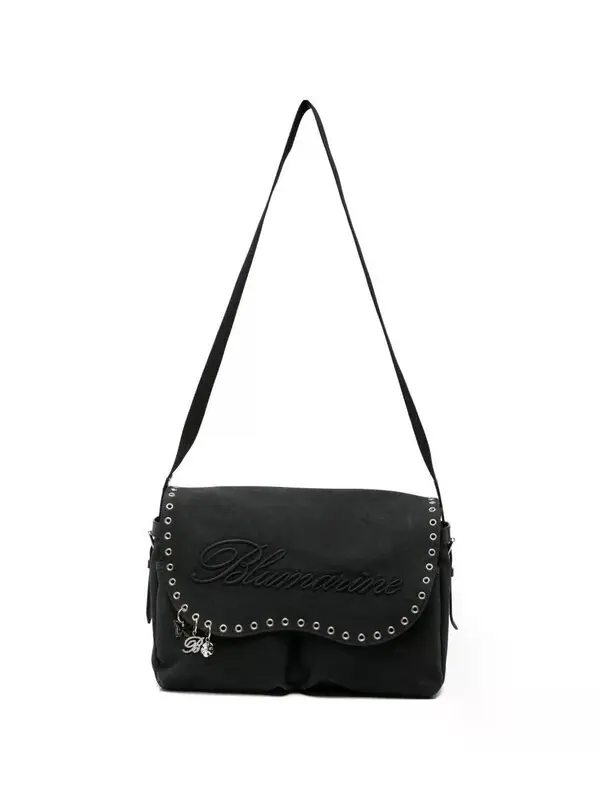 Blumarine Logo Embroidered Cross Body Bag - Black