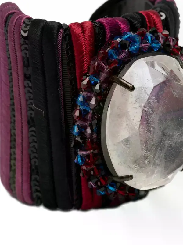 Giorgio Armani 2000s Crystal-embellished Sequin-trim Bracelet