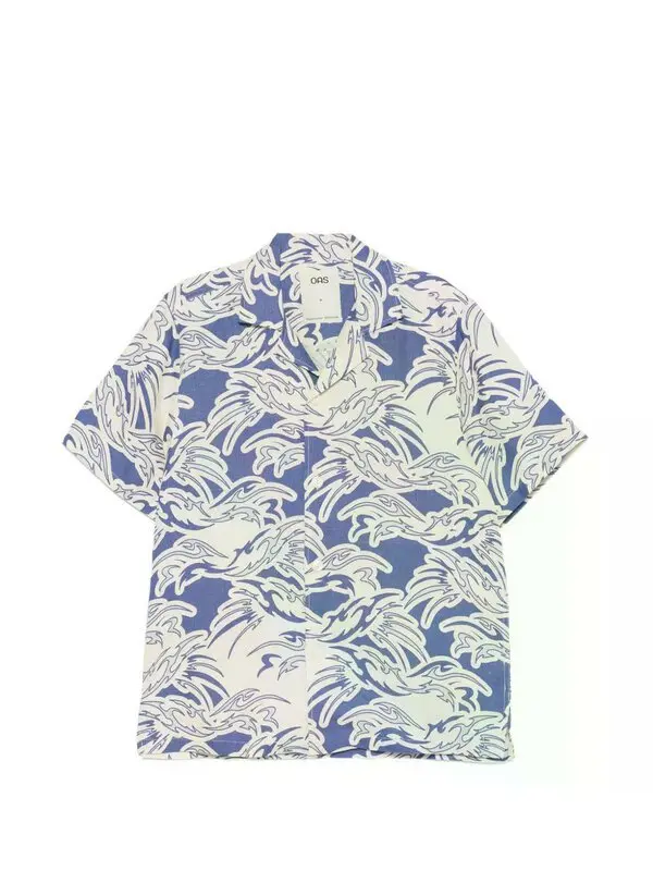 OAS Company Rogue Cuba Graphic-print Shirt - Blue