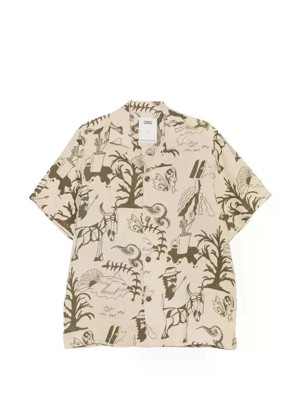 OAS Company Poplan Cuba Graphic-print Linen Shirt