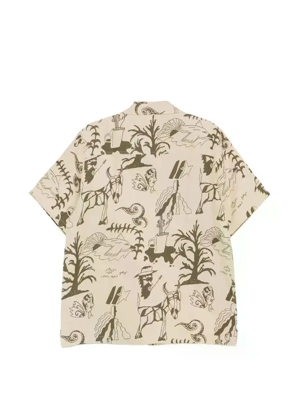 OAS Company Poplan Cuba Graphic-print Linen Shirt