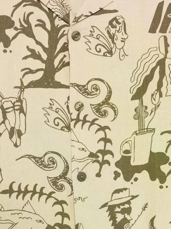 OAS Company Poplan Cuba Graphic-print Linen Shirt