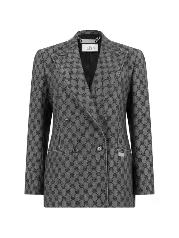 Philipp Plein Monogram Double-breasted Blazer - Black