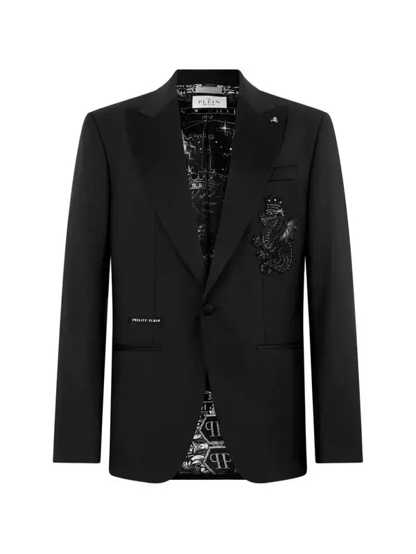 Philipp Plein Dragon Beaded Blazer - Black