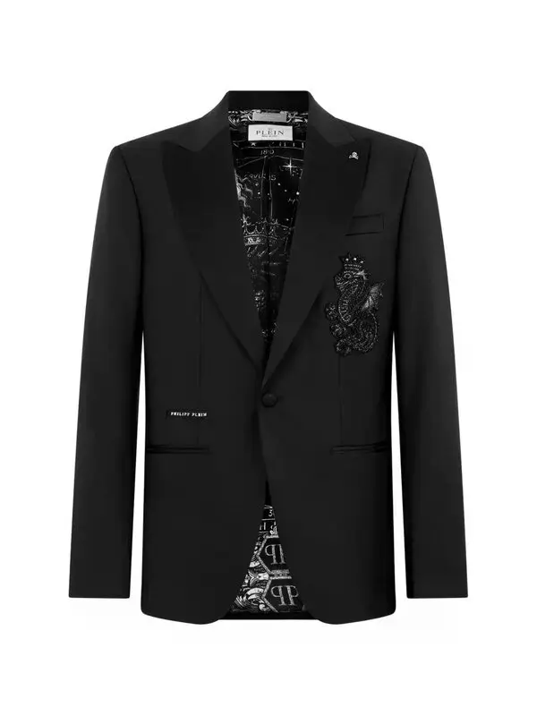 Philipp Plein Blazer Dragon Patch - Black