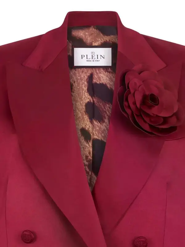 Philipp Plein Double-breasted Floral-appliqué Blazer - Red