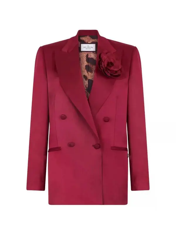 Philipp Plein Double-breasted Floral-appliqué Blazer - Red