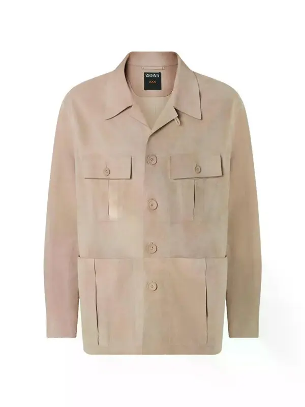 Zegna Pocket-details Leather Sahariana Jacket