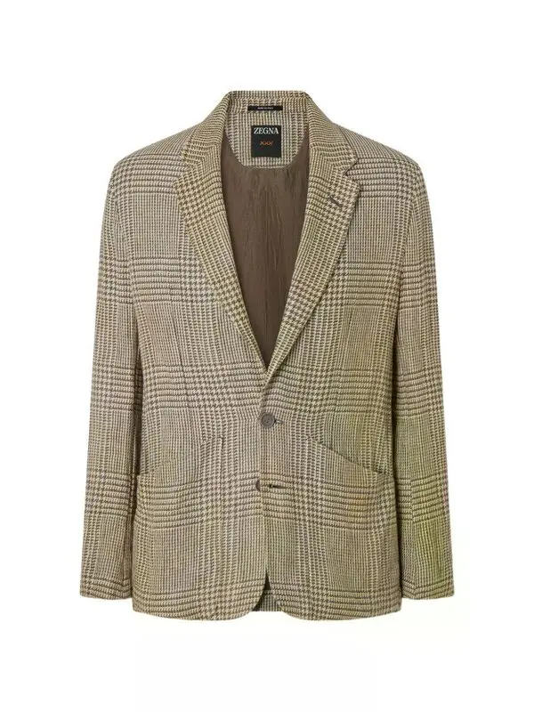 Zegna Crossover-check Single-breasted Linen Blazer - Neutrals