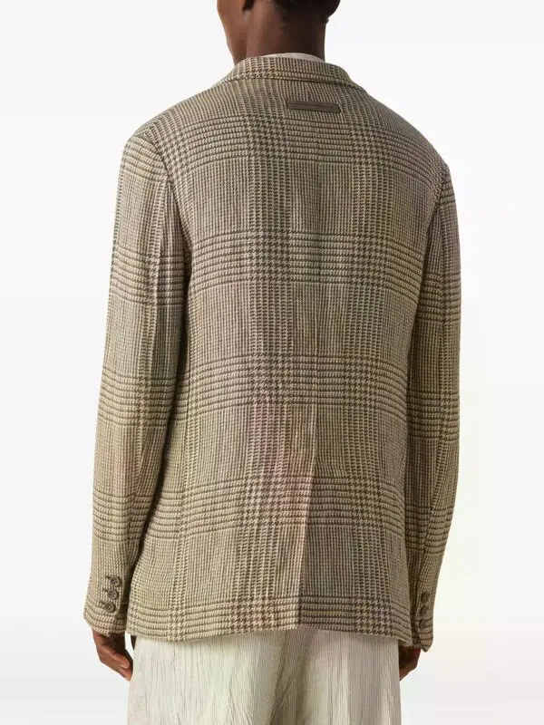 Zegna Crossover-check Single-breasted Linen Blazer