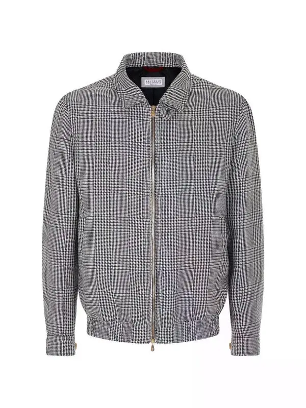 Brunello Cucinelli Prince Of Wales Houndstooth Shirt Jacket - Blue