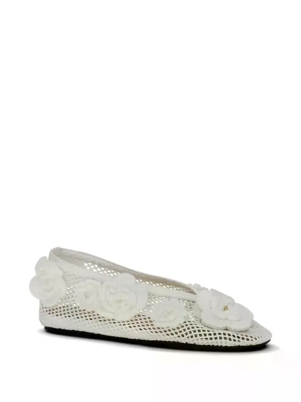 GANNI Jenny Flower Embellished Mesh Ballet Flats