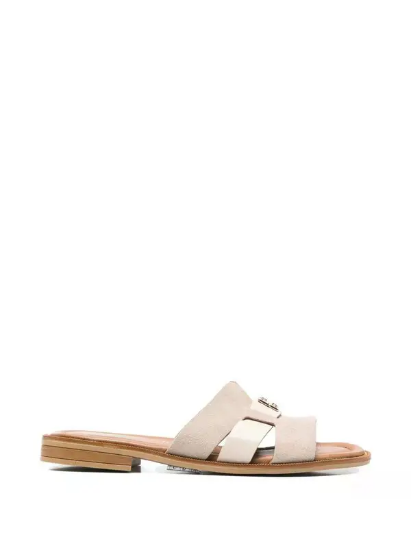 SERGIO MORETTI FIRENZE Logo Plaque Cut-out Slippers - Neutrals