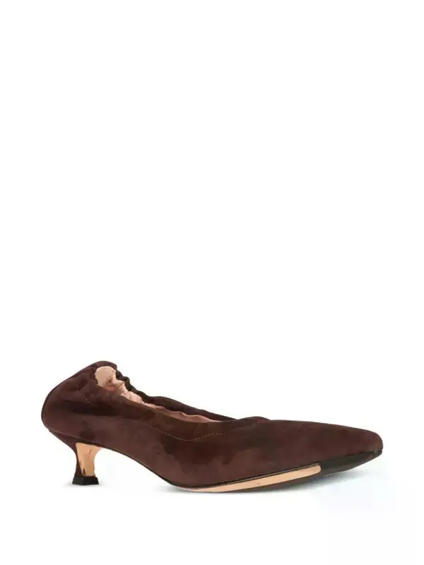 LA ROSE Elasticated Suede Pumps - Brown