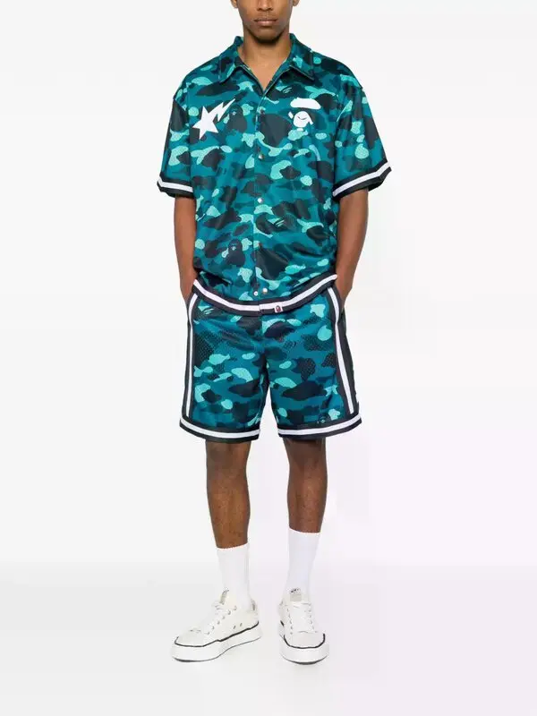 A BATHING APE Camo-print Logo-patch Shirt